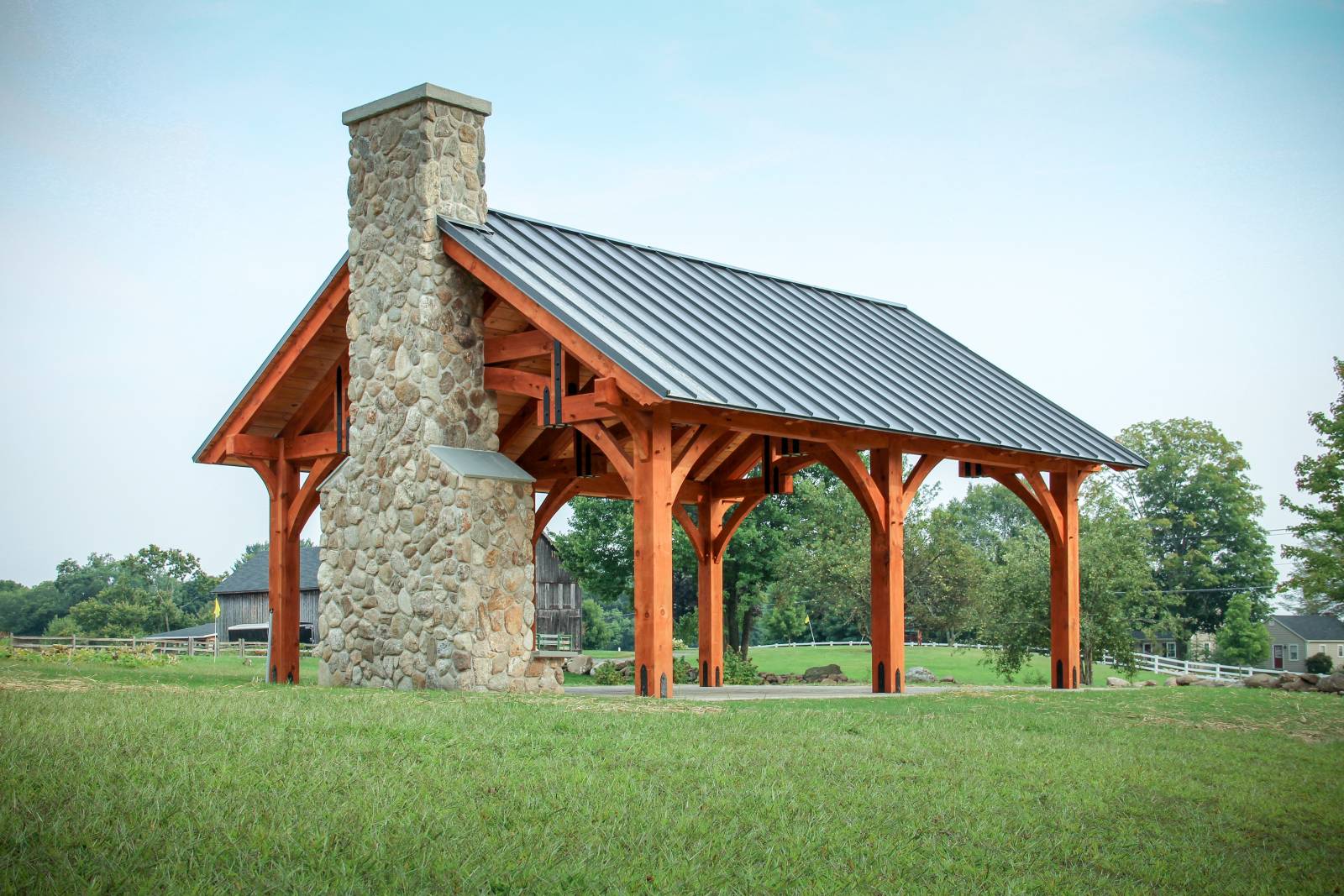 Timber Frame Pavilion With Fireplace